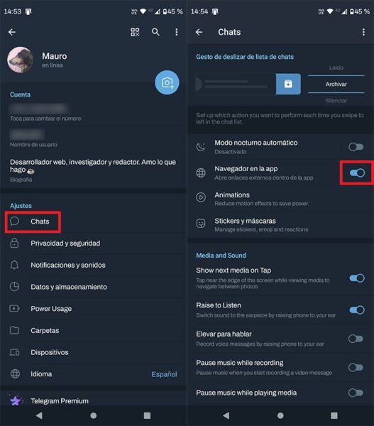 Cómo cambiar el navegador predeterminado de Telegram