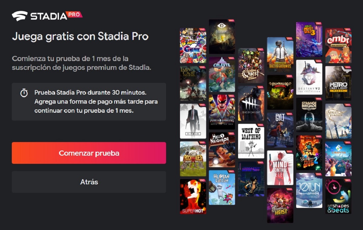 Google Stadia Pro se podrá probar gratis, pero solo 30 minutos